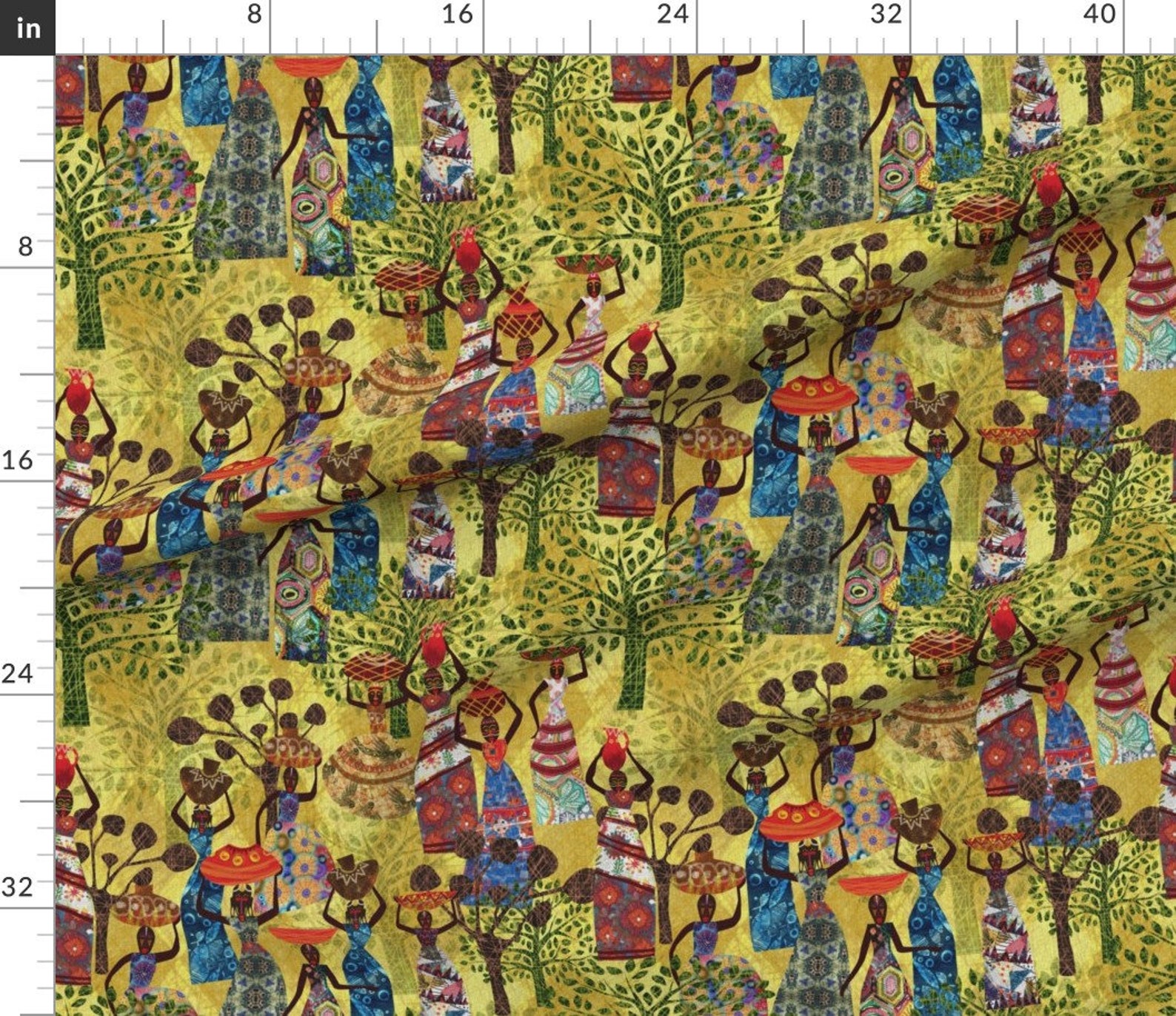Folklore Fabric Women of Africa A Tapestry of Life by - Etsy