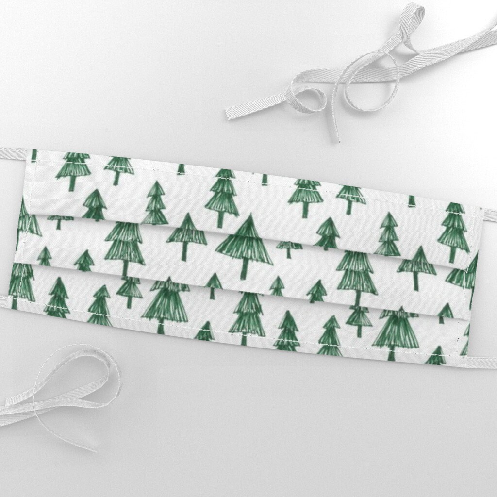 Tree Pattern Fabric Sketchy Green Tree Pattern by Swoldham | Etsy