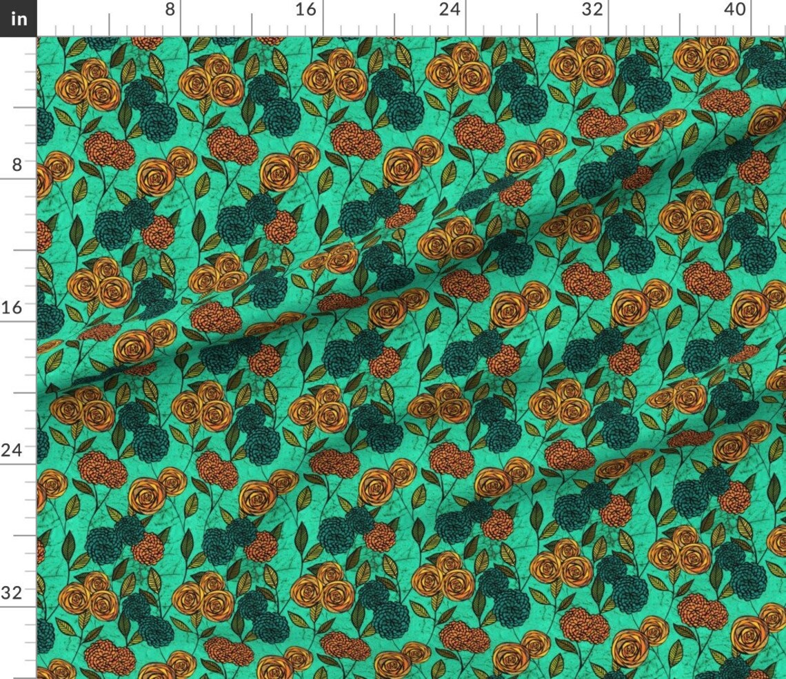 Africa Inspired Fabric Turquoise Floral By Ceciliamok | Etsy