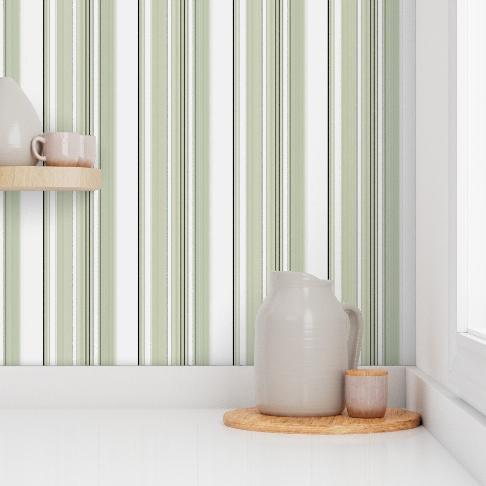 Striped Wallpaper Lofty Linen Lines by Kristopherk Gray - Etsy