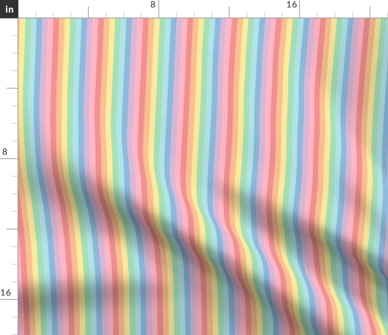Rainbow Fabric Pastel Rainbow Stripes 2 Vertical by - Etsy