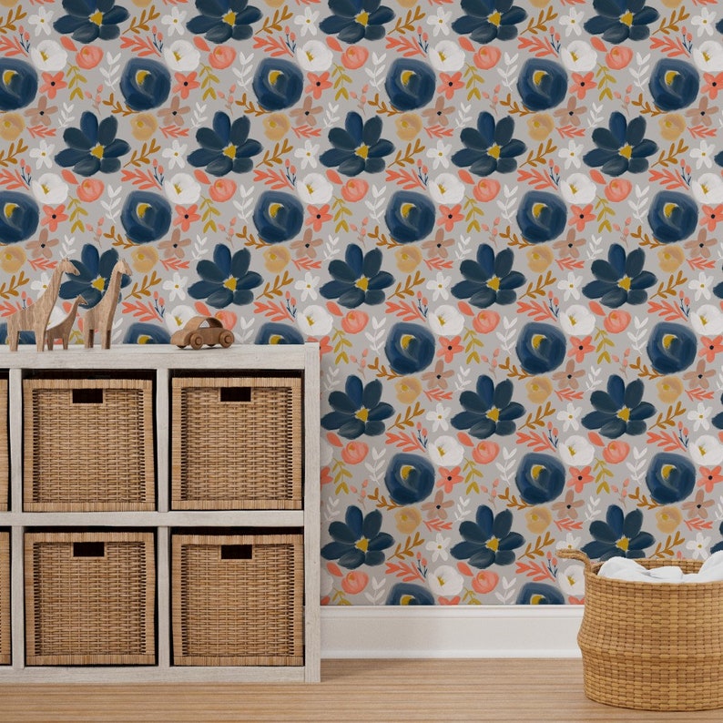 Rustic Wallpaper November's Florals Autumn by - Etsy