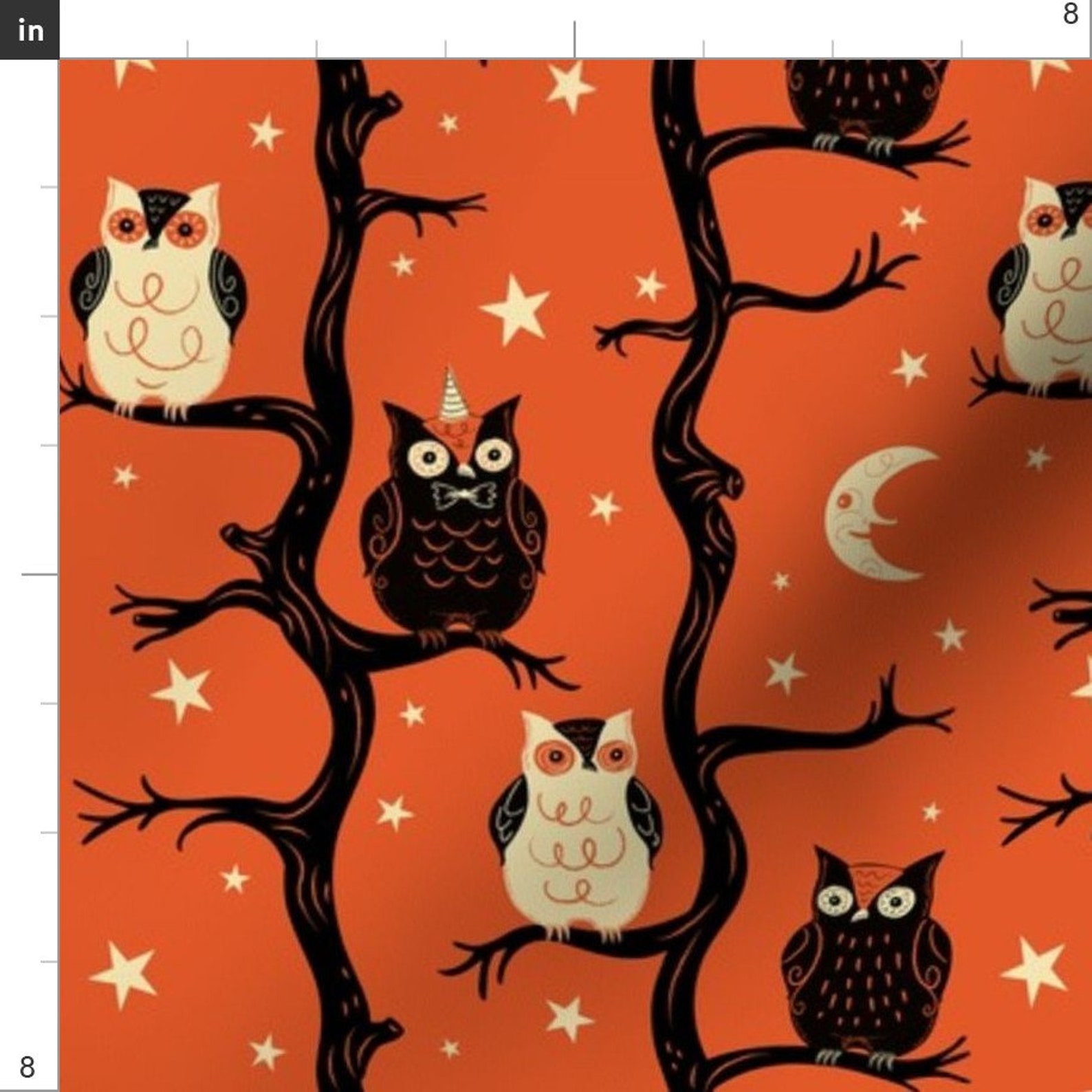 Owls Fabric Halloween Owl Tree by Johannaparkerdesign - Etsy