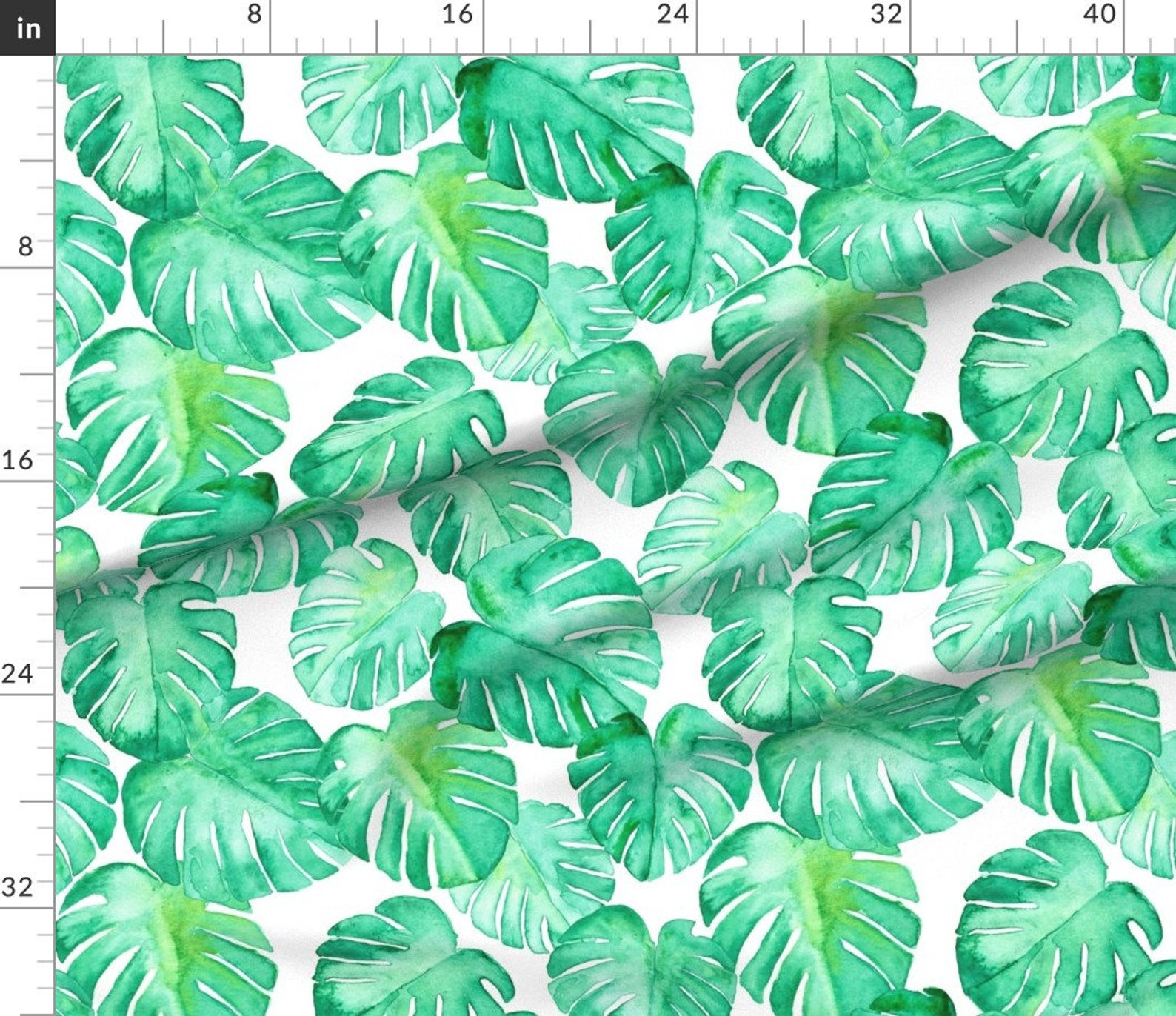 Watercolor Monstera Fabric Watercolor Monstera Leaf by | Etsy