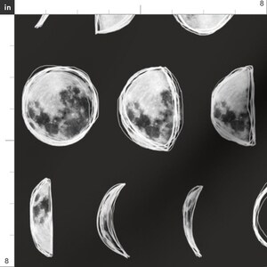Moon Phase Fabric Moon Phases With Outline-dark Charcoal by - Etsy