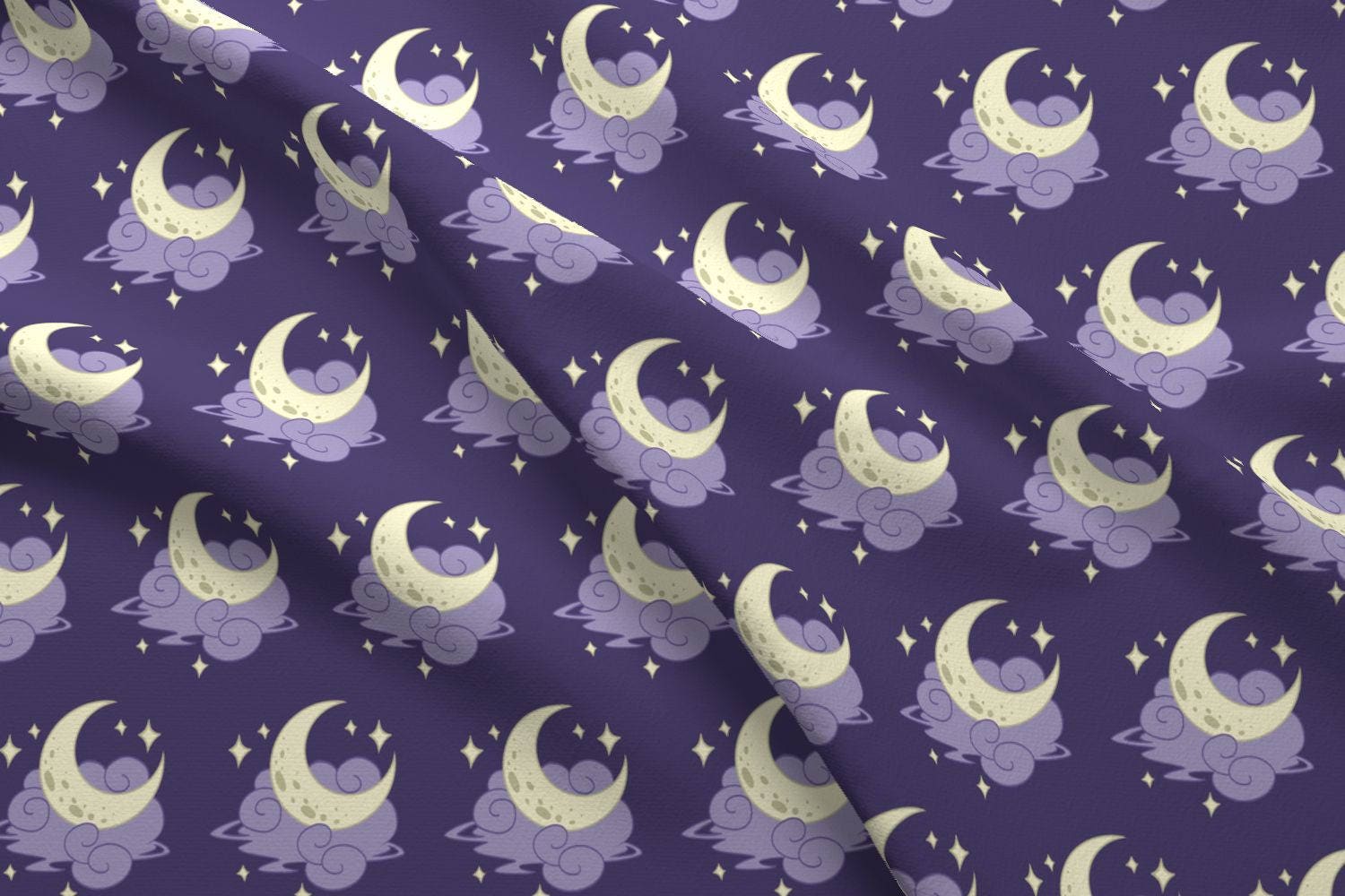 Purple Moon Fabric Purple Celestial By Rlfedun Purple Moon | Etsy