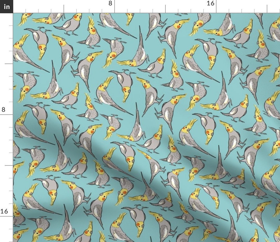 Gray and Yellow Cockatiel Fabric Watercolor Cockatiel on - Etsy