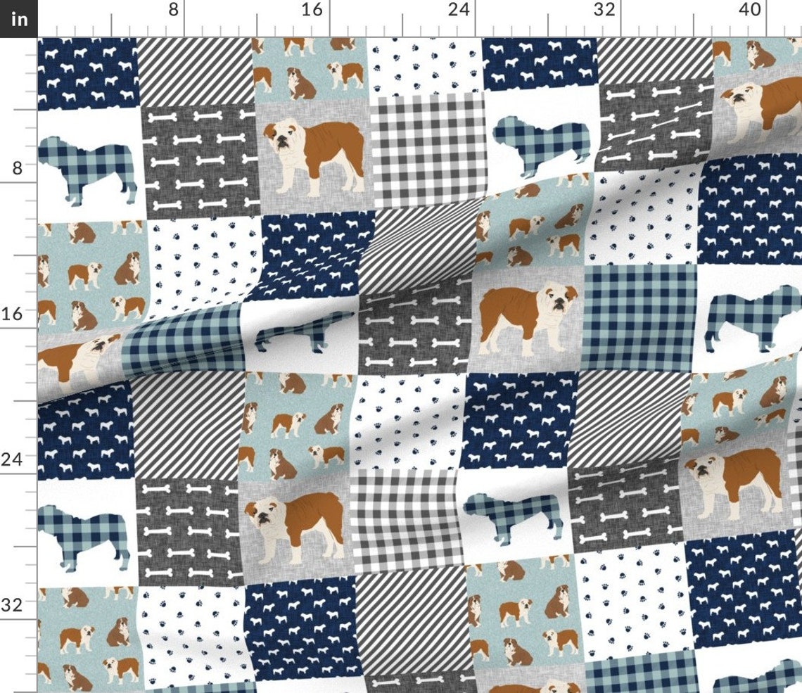 English Bulldog Fabric-english Bulldog Pet Quilt B Fabric - Etsy