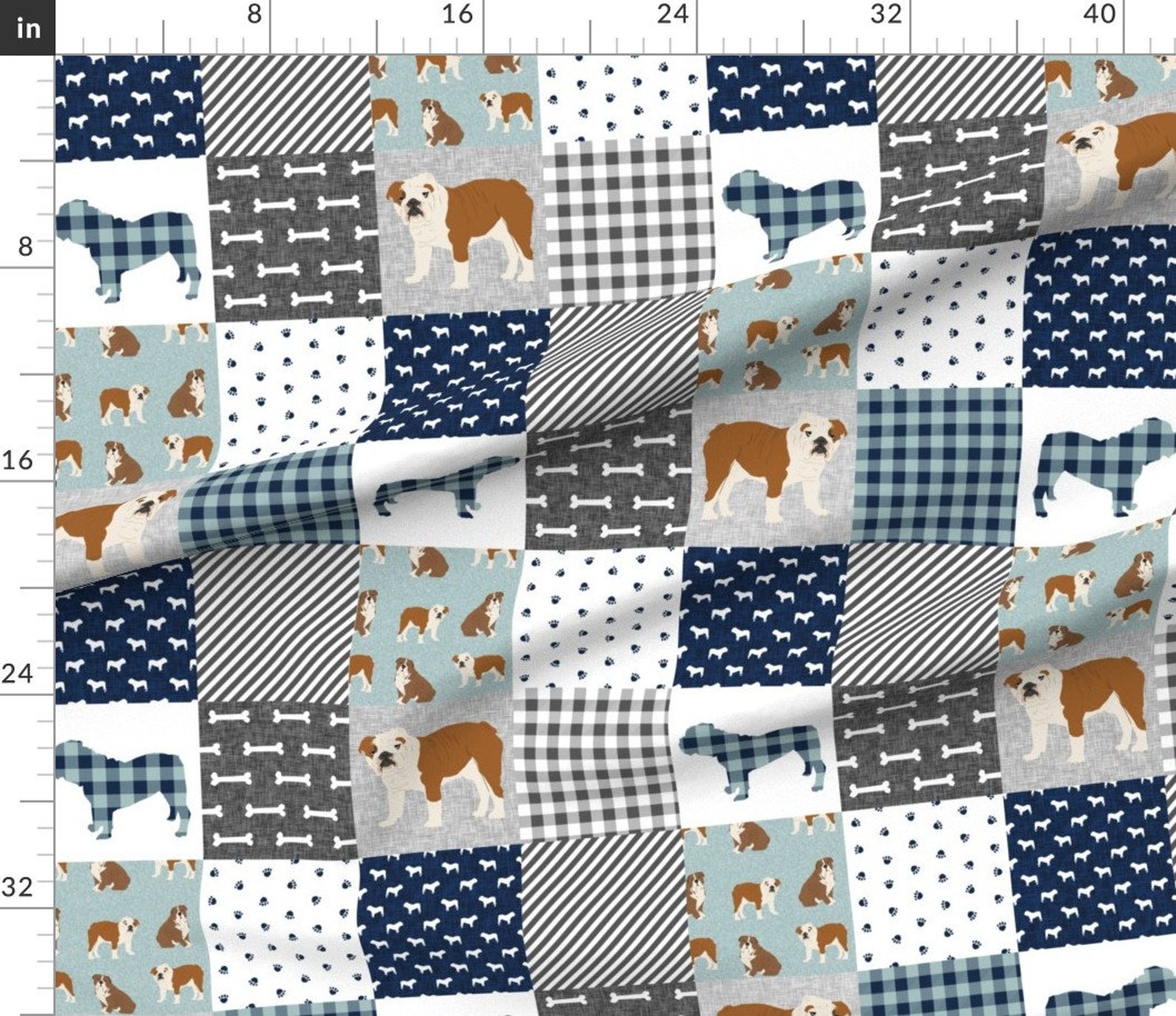 English Bulldog Fabric-english Bulldog Pet Quilt B Fabric | Etsy