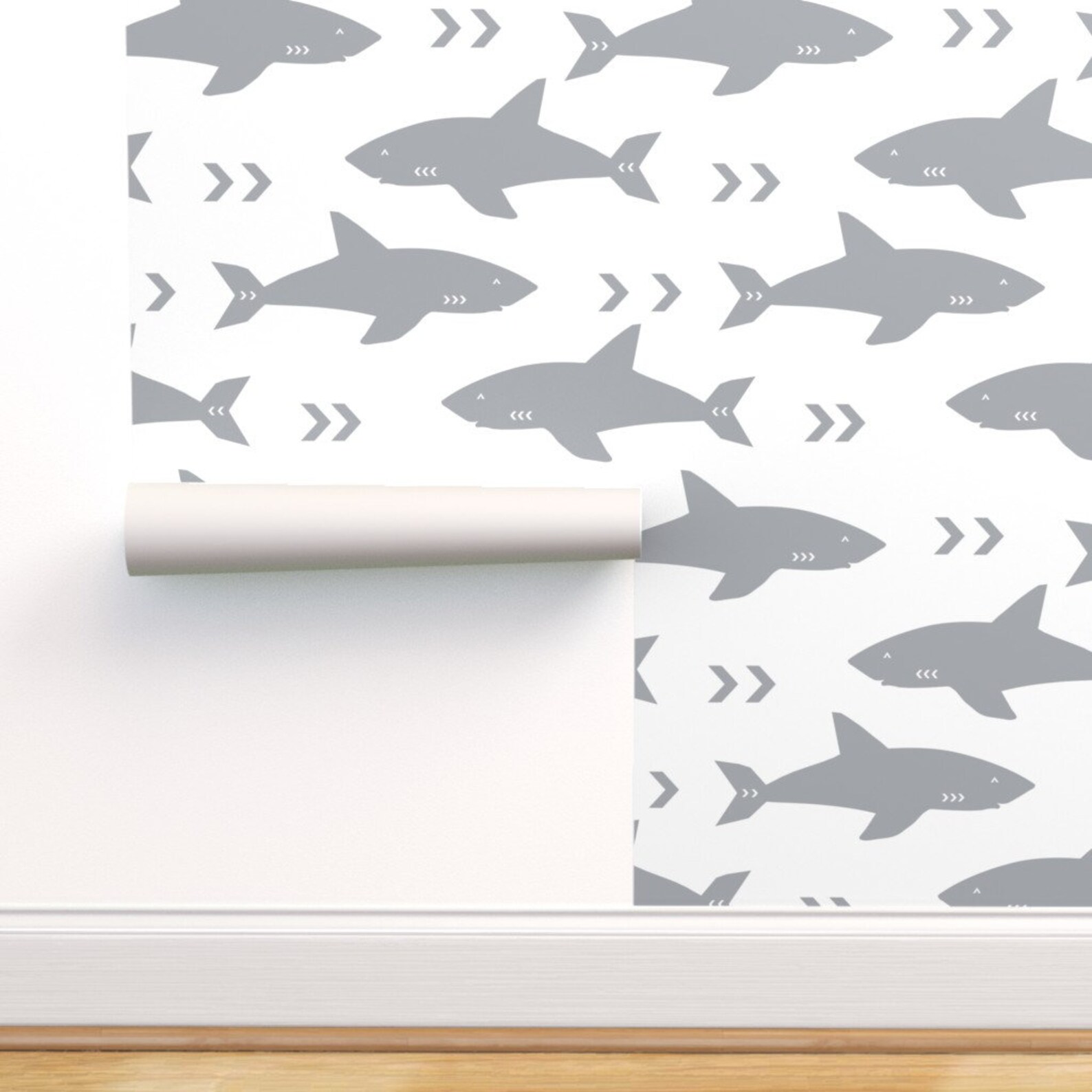 Gray Sharks Wallpaper Sharks Boys Nursery Shark by | Etsy