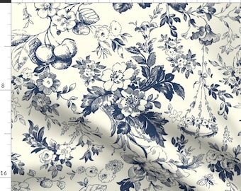 Blue Toile Fabric | Etsy