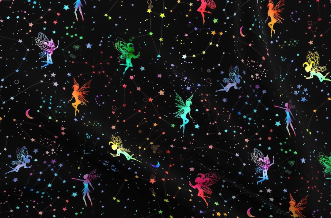 Watercolor Space Fairies Fabric Watercolor Space Fairies by ...