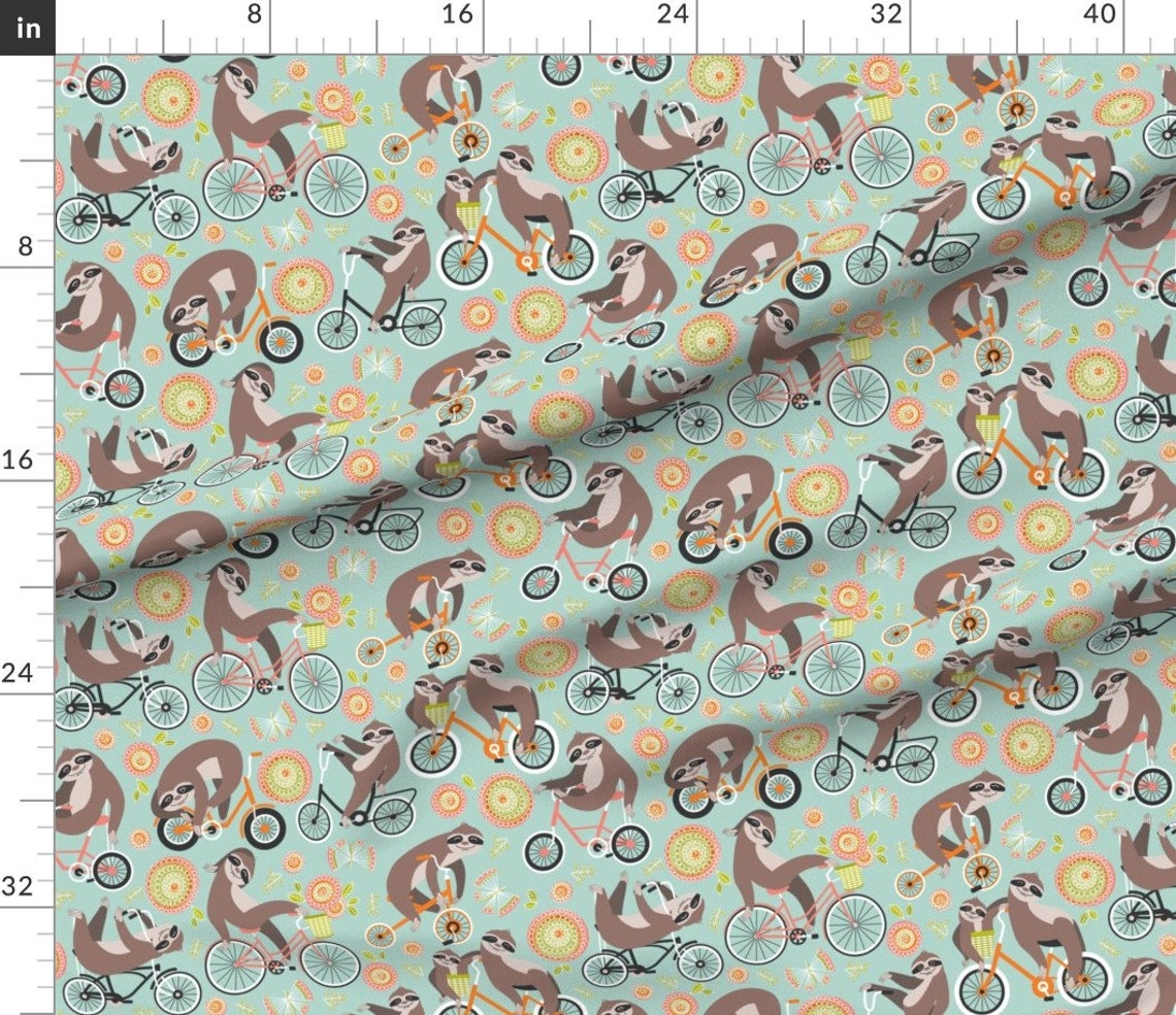 Sloths on Bikes Fabric Sloths on Bikes by Cjldesigns - Etsy