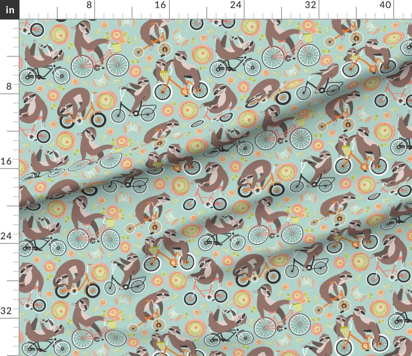 Sloths on Bikes Fabric Sloths on Bikes by Cjldesigns - Etsy