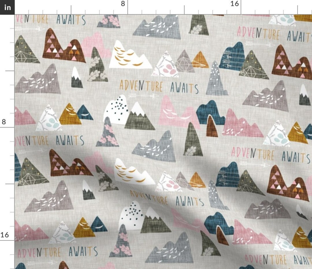 Adventure Fabric Max's Mountains pink Regular by Nouveau Bohemian ...