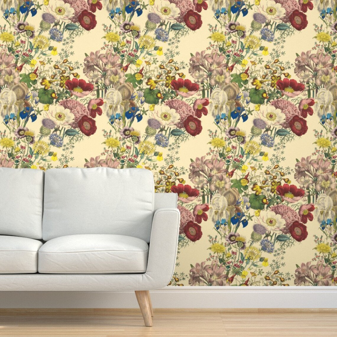 Flowers Fabric Bloomin' Lovely Trianon Cream by | Etsy