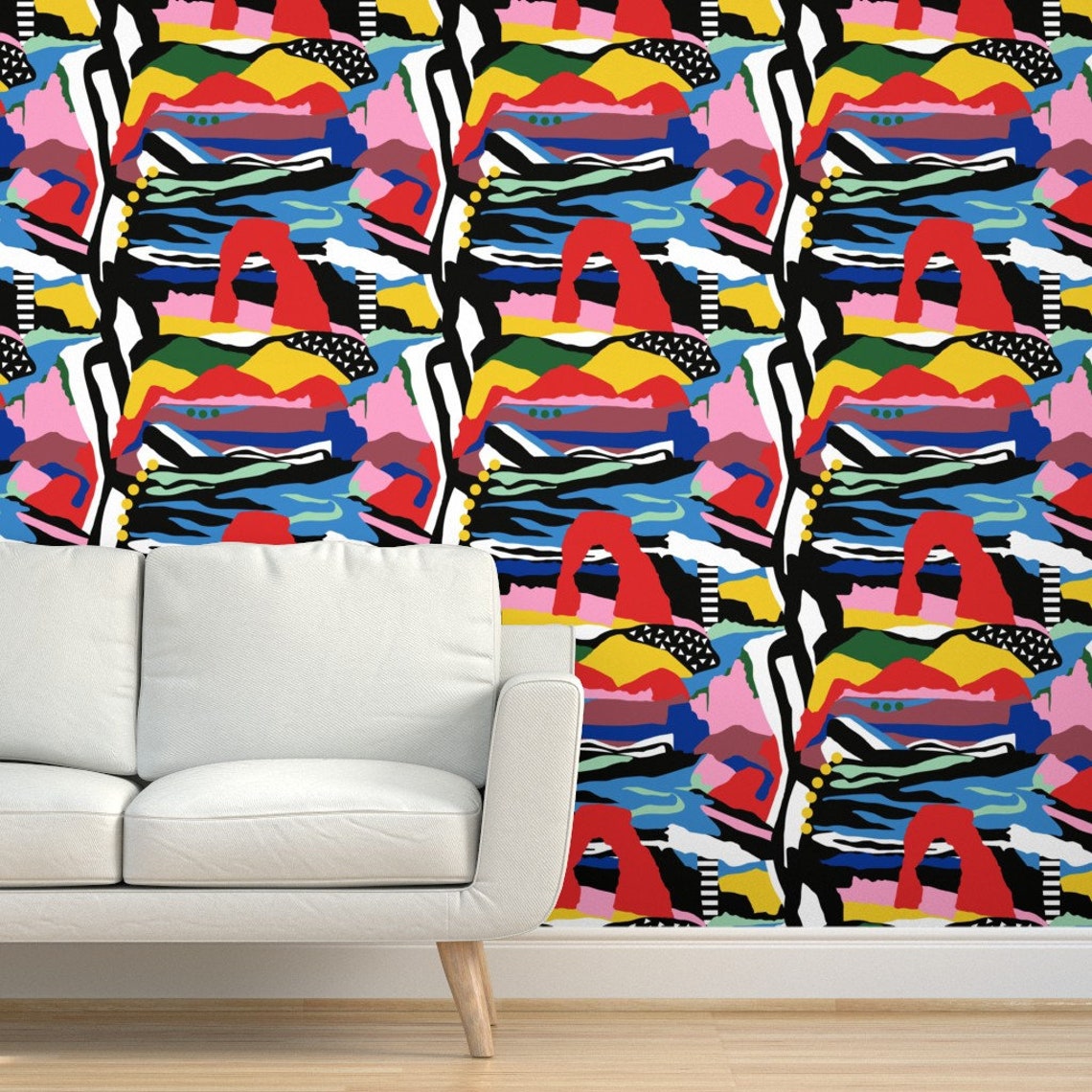 Postmodern Wallpaper Abstract Landscape by | Etsy
