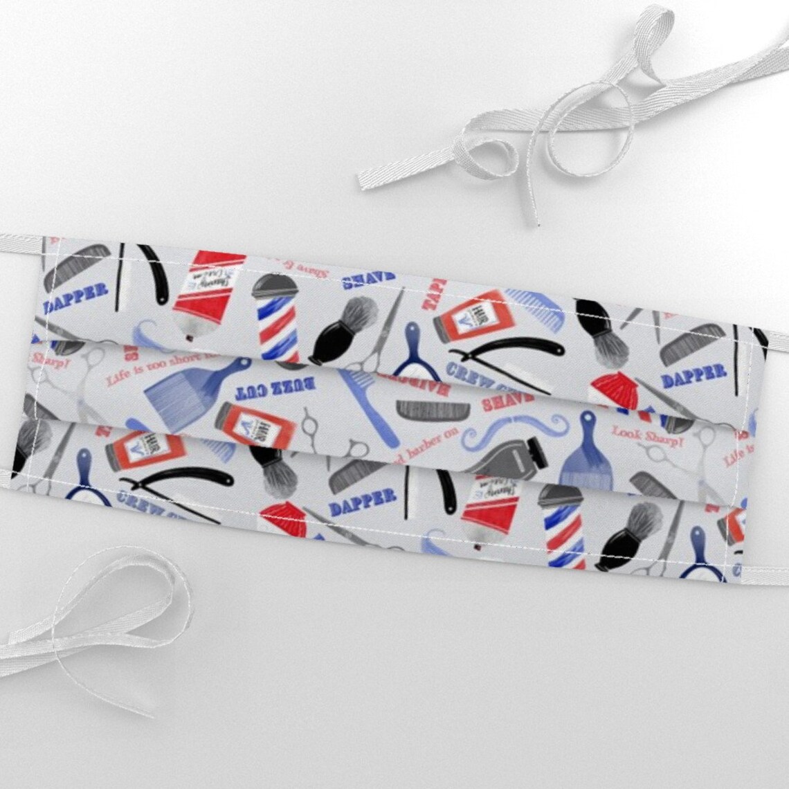 Barber Shop Gray Red Fabric Barber Shop Shave and A - Etsy