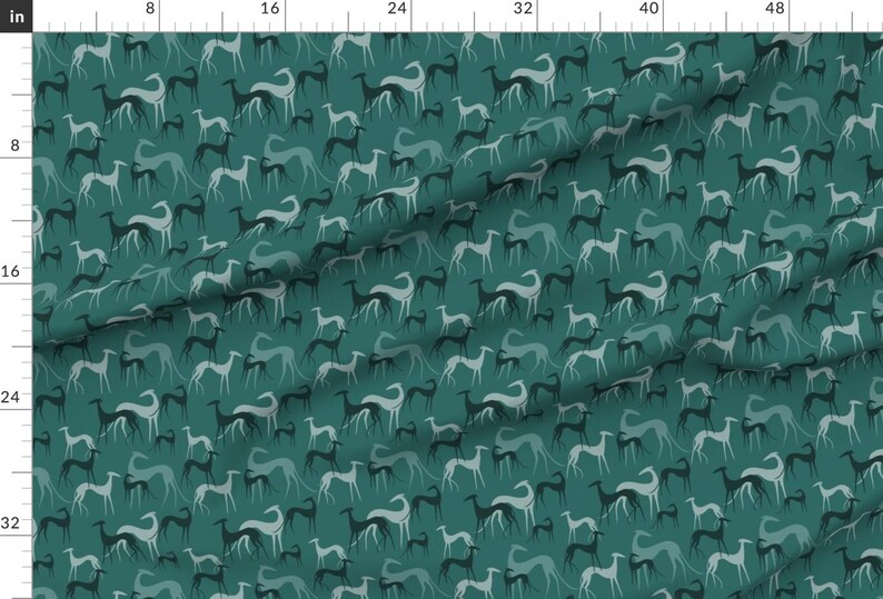 Sighthounds Emerald Fabric - Teal Aqua Turquoise Greyhound Italian ...