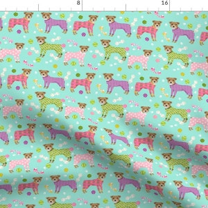 Pitbull Fabric Pitbulls in Pjs Fabric Cute Pitbull Dog Design by ...