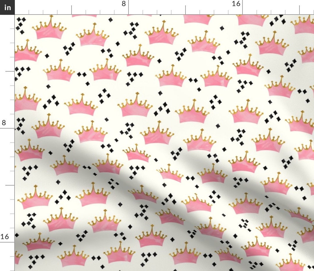 Pink Watercolor Crown Fabric Queen of Diamonds by - Etsy