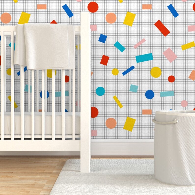 Retro Wallpaper Color Block Grid by Louisemargaret Retro - Etsy