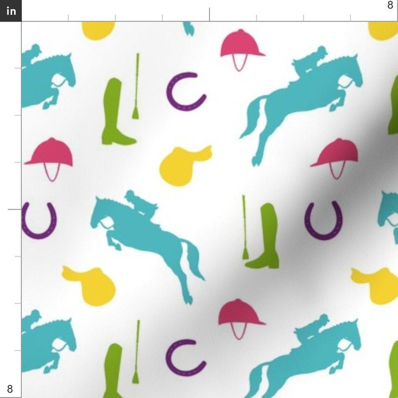 Colorful Equestrian Fabric Equestrian by Thinlinetextiles | Etsy