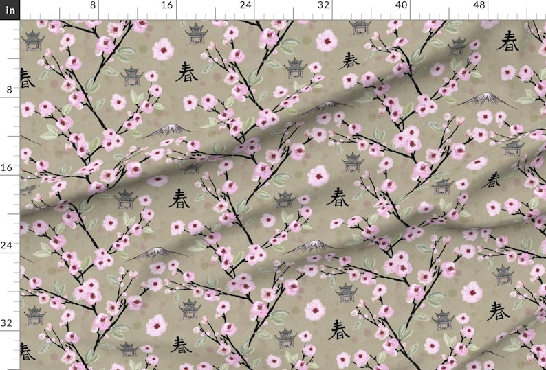 Japan Fabric - Japanese Spring by Vannina - Japanese Cherry Blossoms ...