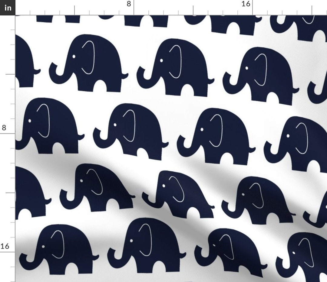 Navy Elephants Fabric Dark Navy Elephants by Sewluvin Navy - Etsy