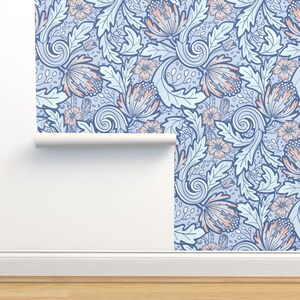 Rococo Wallpaper Rococo Periwinkle Blue by Susan Long Victorian Floral ...