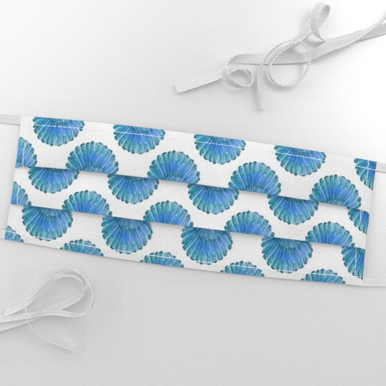 Seashell Fabric Blue Scallops by Melissahyattfabrics Blue - Etsy