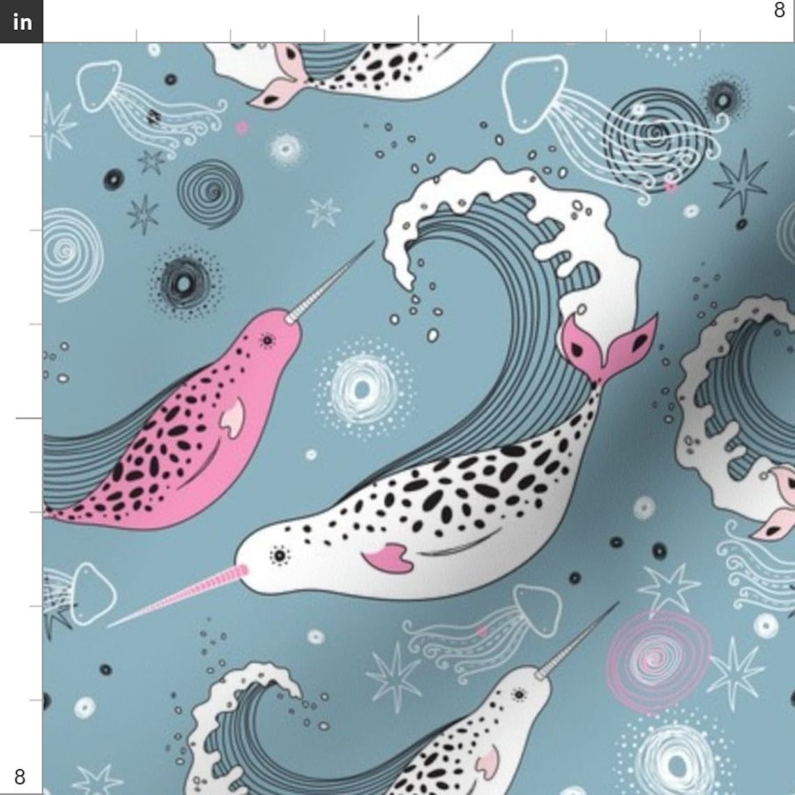Narwhals Fabric Narwhal Dreams By Sandityche Narwhals | Etsy