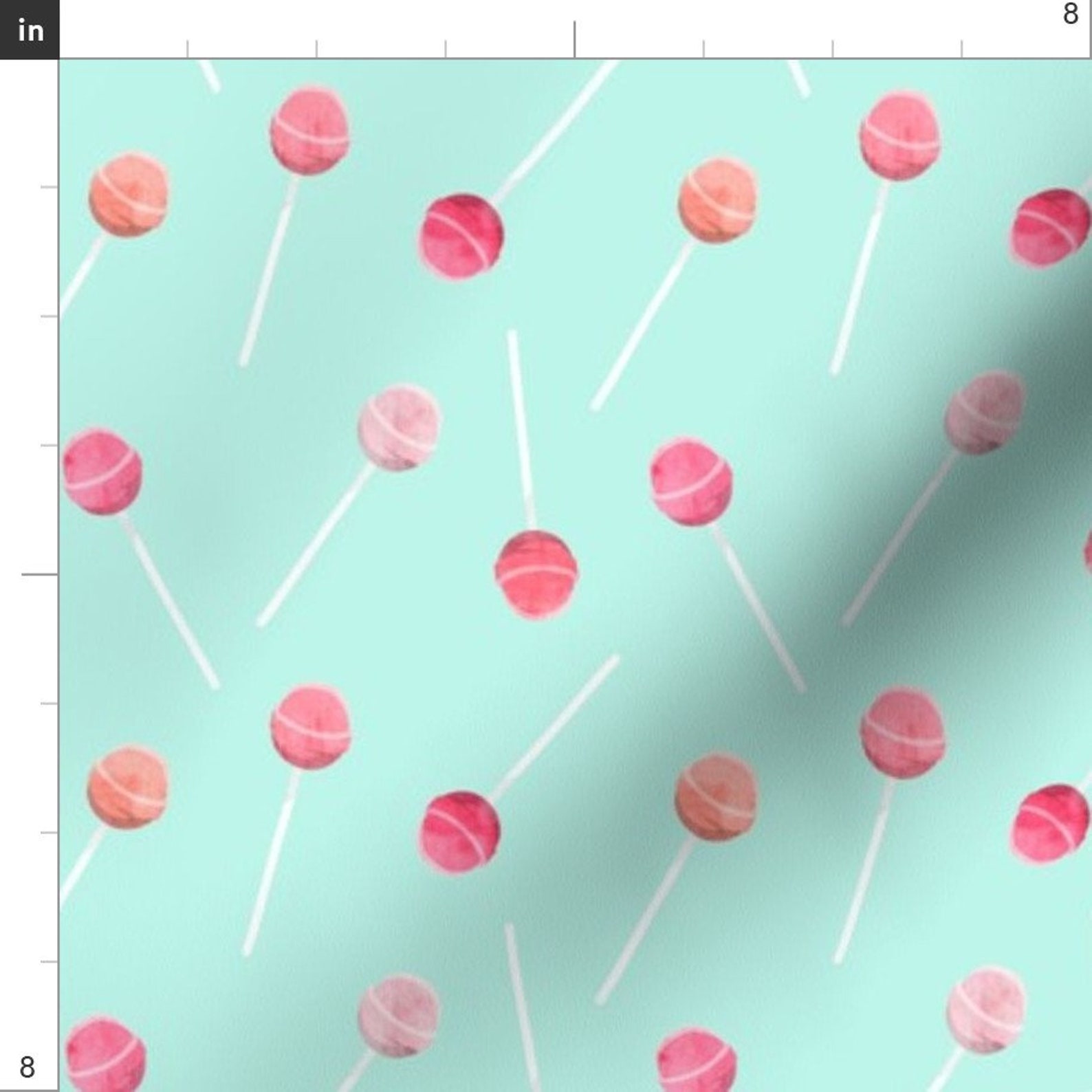 Lolli Fabric Lollipop Pink on Mint by Littlearrowdesign - Etsy