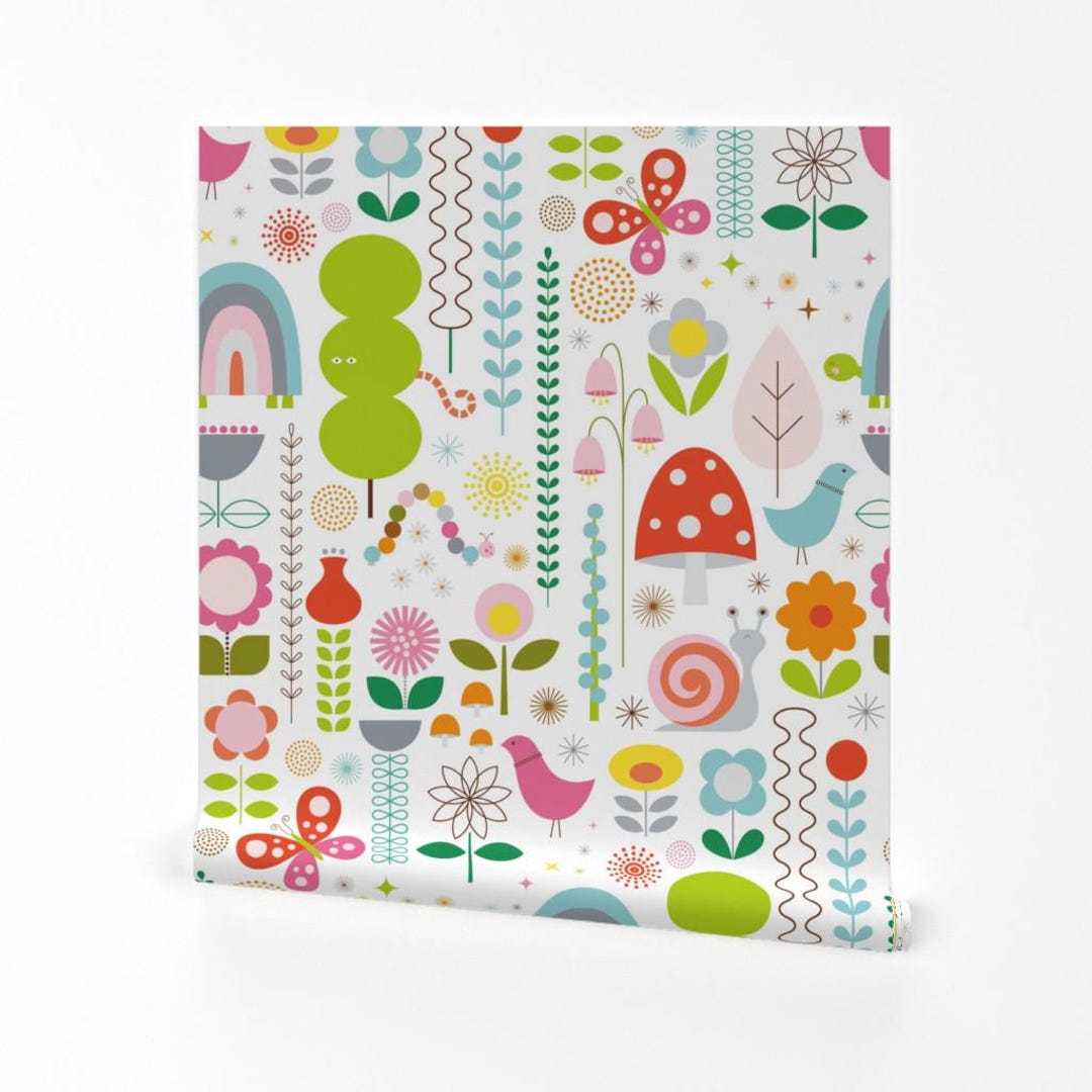 Whimsical Wallpaper - Happy Thoughts by Katerhees - Floral Colorful ...