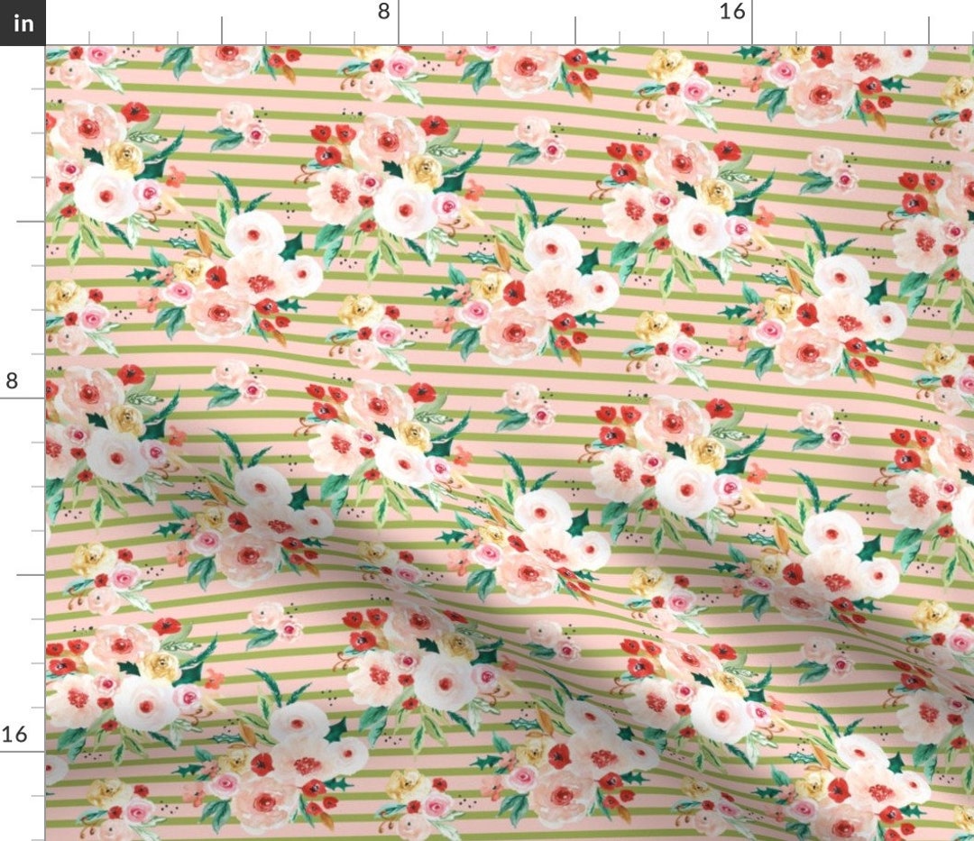 Floral Stripes Fabric Indy Bloom Design Christmas Sweetie B - Etsy