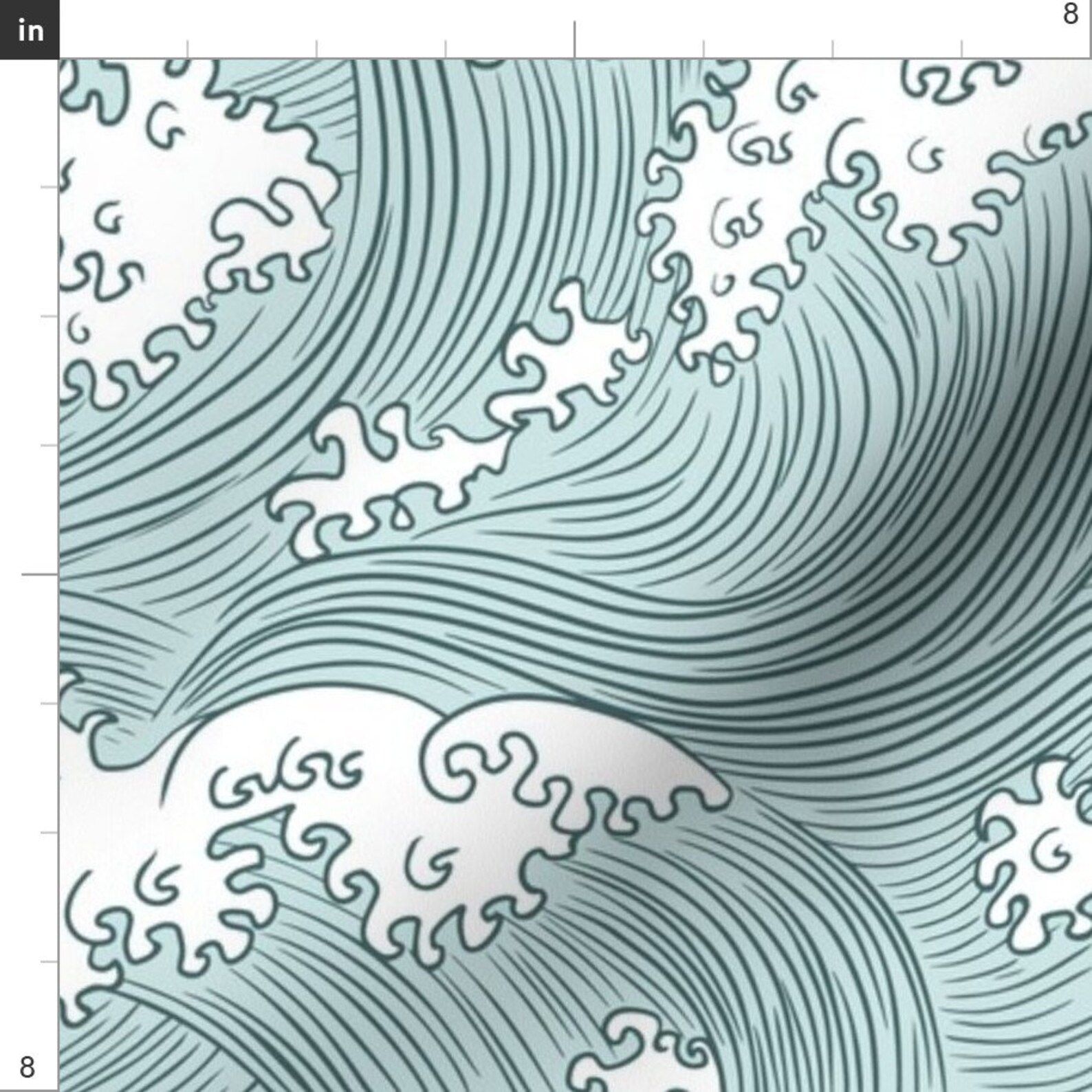 Blue Waves Ocean Nautical Fabric Japanese Waves by Sveta Aho - Etsy