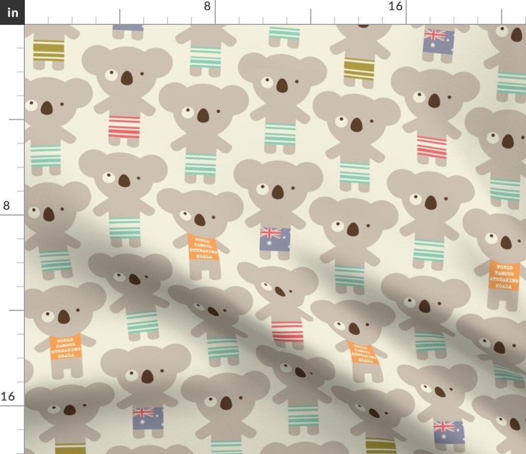 Australia Fabric Koala-lala by Amel24 Kids Jungle Animal Cotton Fabric ...