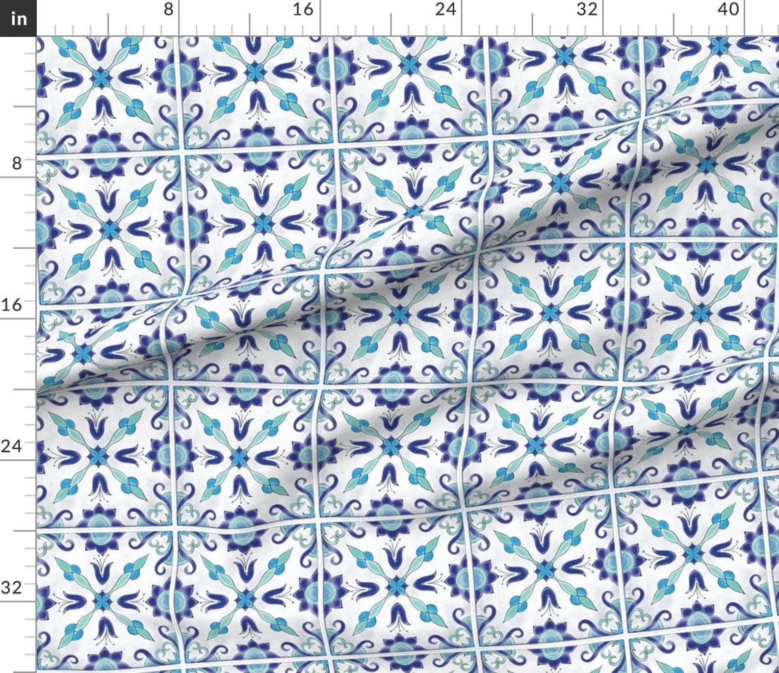 Spanish Tile Fabric Spanish Tile By Juniperr Traditional | Etsy