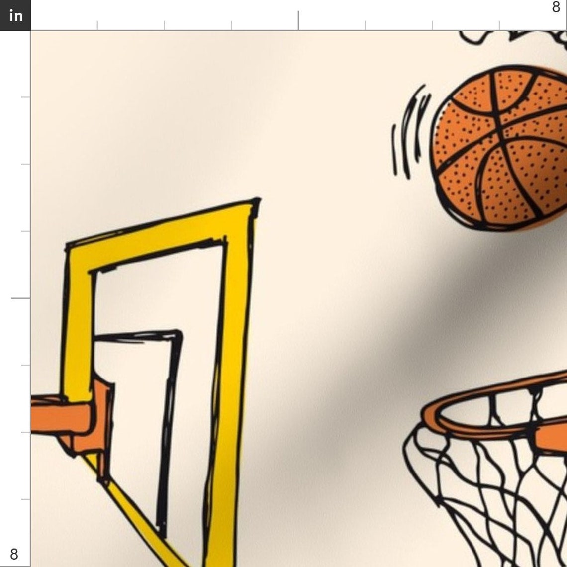 Orange and White Basketball Fabric Basketball Orange by - Etsy