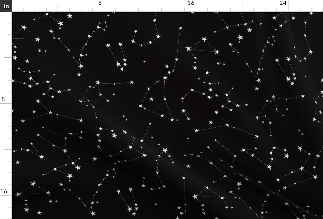 Black and White Constellation Fabric - Stars in the Zodiac ...