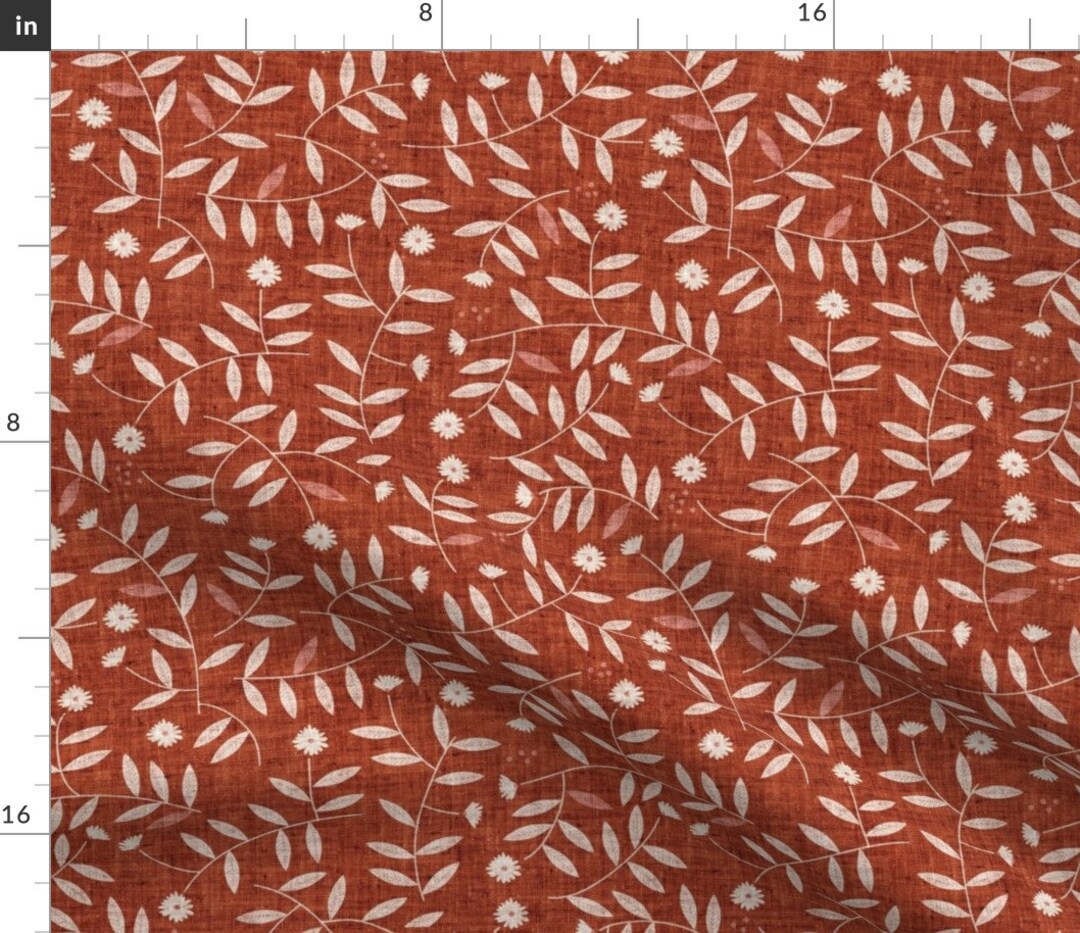 Rust Colored Vine Leaves Natural Fabric Darcy rust Med by - Etsy