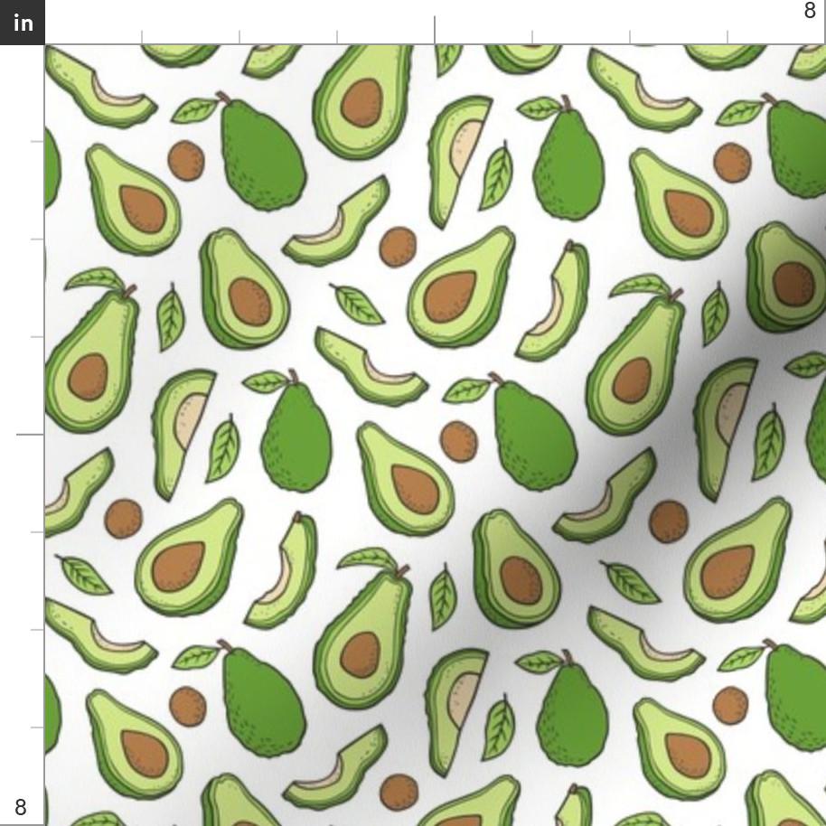 Green Avocado Fabric - Avocado Fabric on White Smaller by Caja Design ...