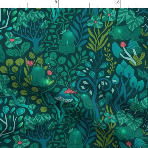 Mystical Forest Fabric Emerald Forest Keepers Fairy Woodland - Etsy