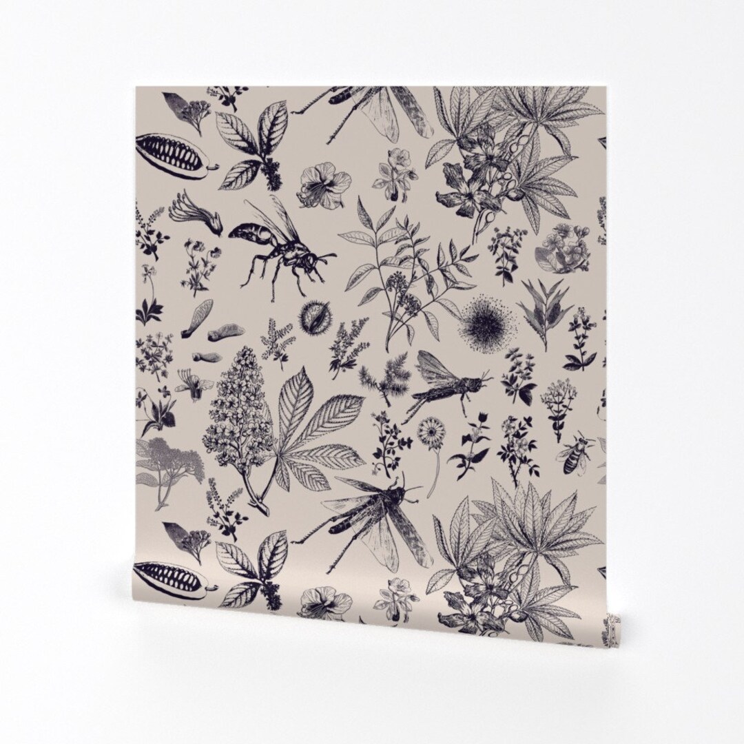 Botanical Insect Wallpaper Insect Garden Retro by Juliaschumacher ...
