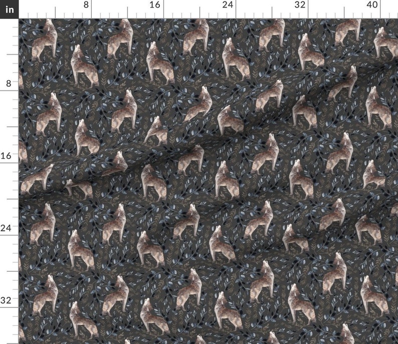 Wild Wolves Fabric October in the Wild / Wolf / Foliage by - Etsy
