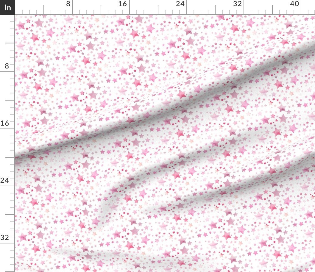 Star Fabric Stars Watercolour Pink by Emallardsmith | Etsy