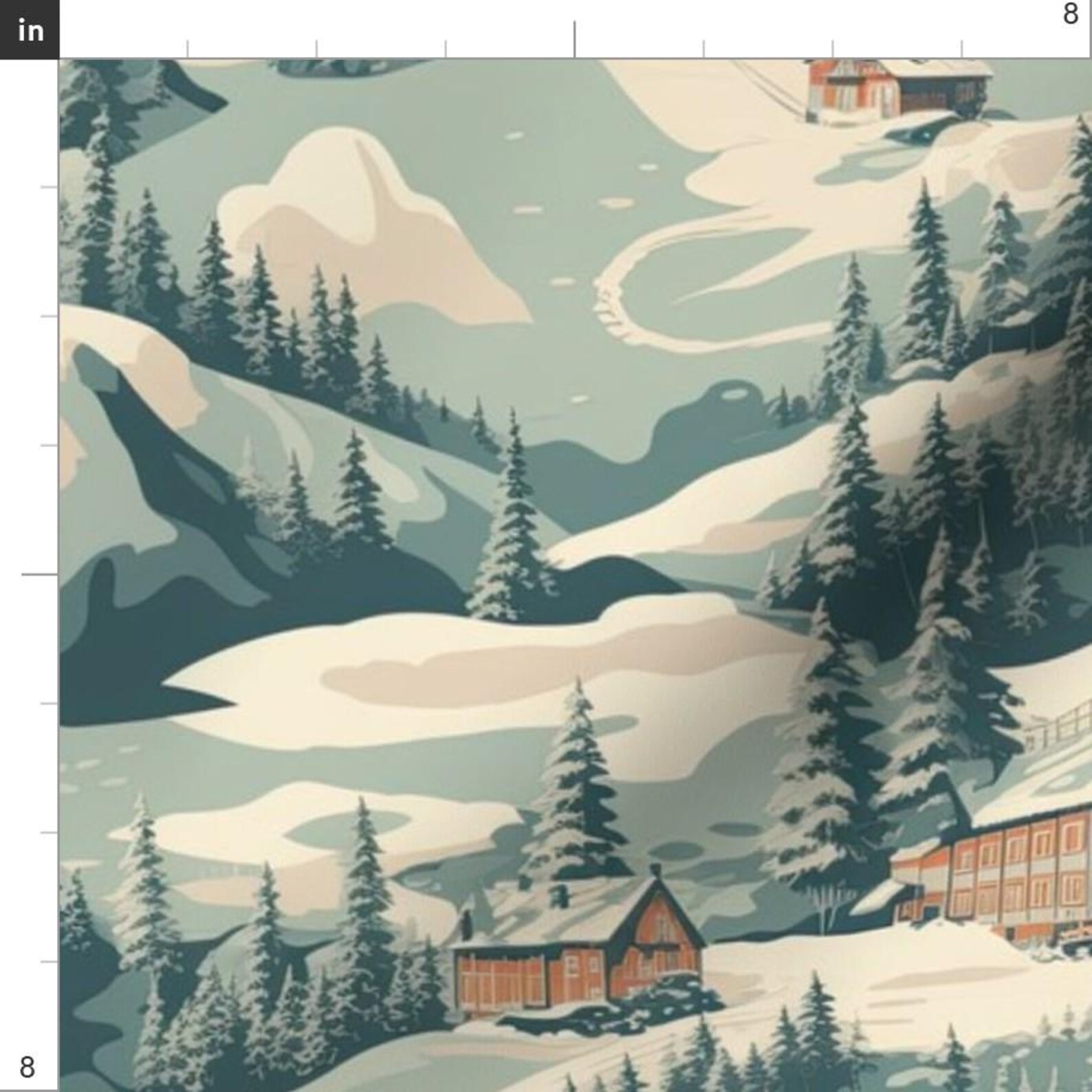 Winter Fabric - Ski Slope Small by Paper_and_frill - Ski Village ...