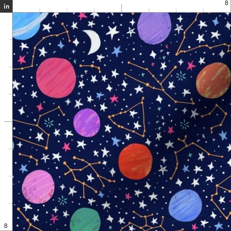 Outerspace Fabric Astronauts in Space With Rocket Ship by | Etsy