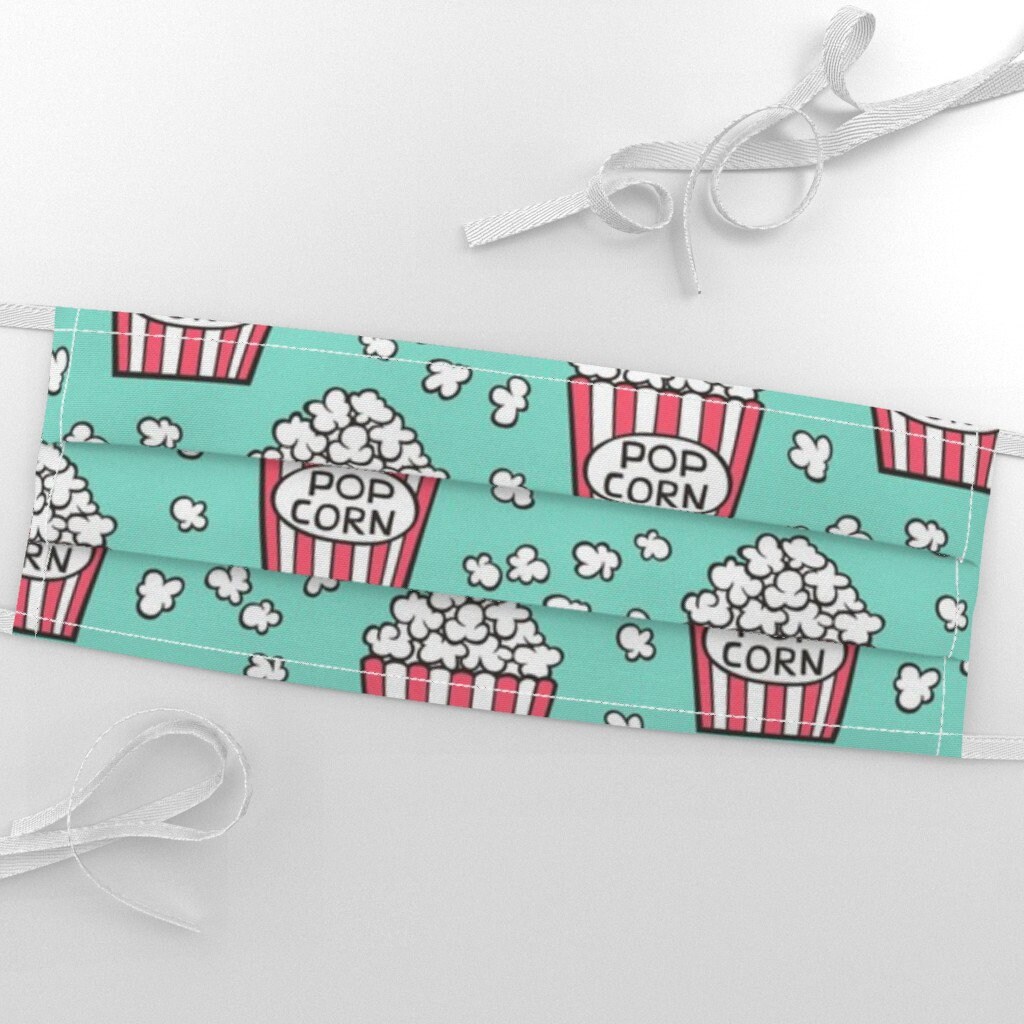 Popcorn Fabric Popcorn On Mint Green By Caja Design | Etsy