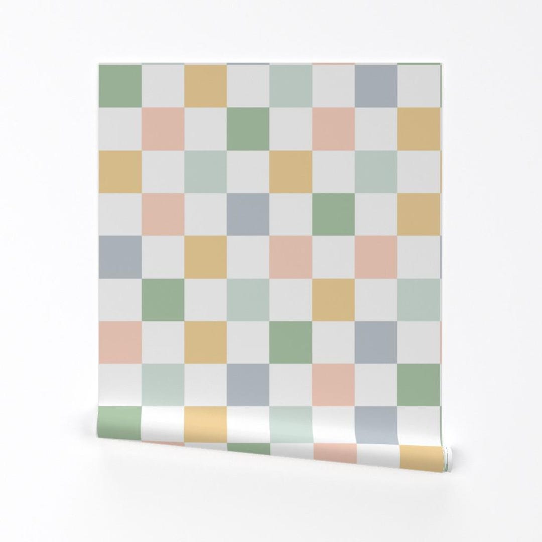 Checkerboard Removable Peel and Stick Wallpaper - Fresh Pastel White ...